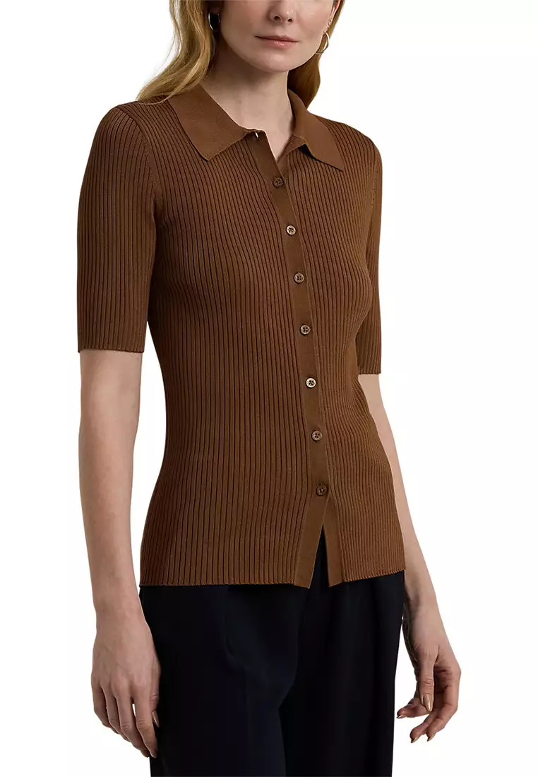 Buy Polo Ralph Lauren Lauren Ralph Lauren Rib-Knit Elbow-Sleeve Polo Cardigan 2024 Online ...