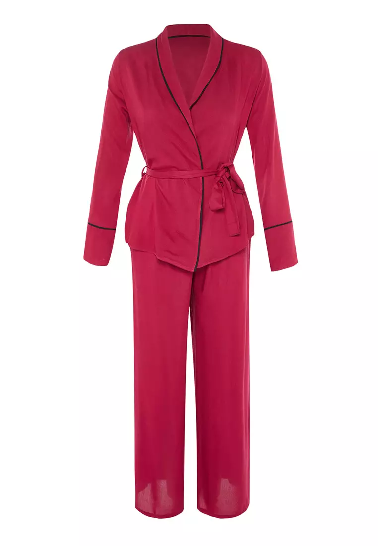 Buy Trendyol Piping Viscose Pyjama Set Online | ZALORA Malaysia