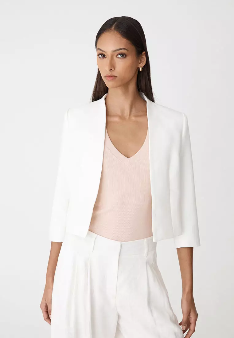Buy FORCAST Nikki Collarless Crop Jacket Online | ZALORA Malaysia