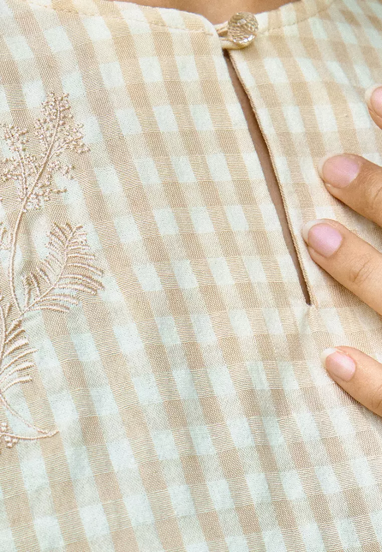 Buy POPLOOK PREMIUM Ratu Blouse & Skirt - Beige Check/Beige Online ...