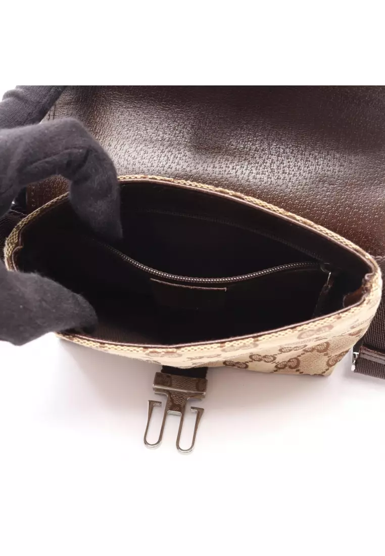 Buy Gucci Pre-Loved Gucci GG canvas body bag waist bag canvas leather ...