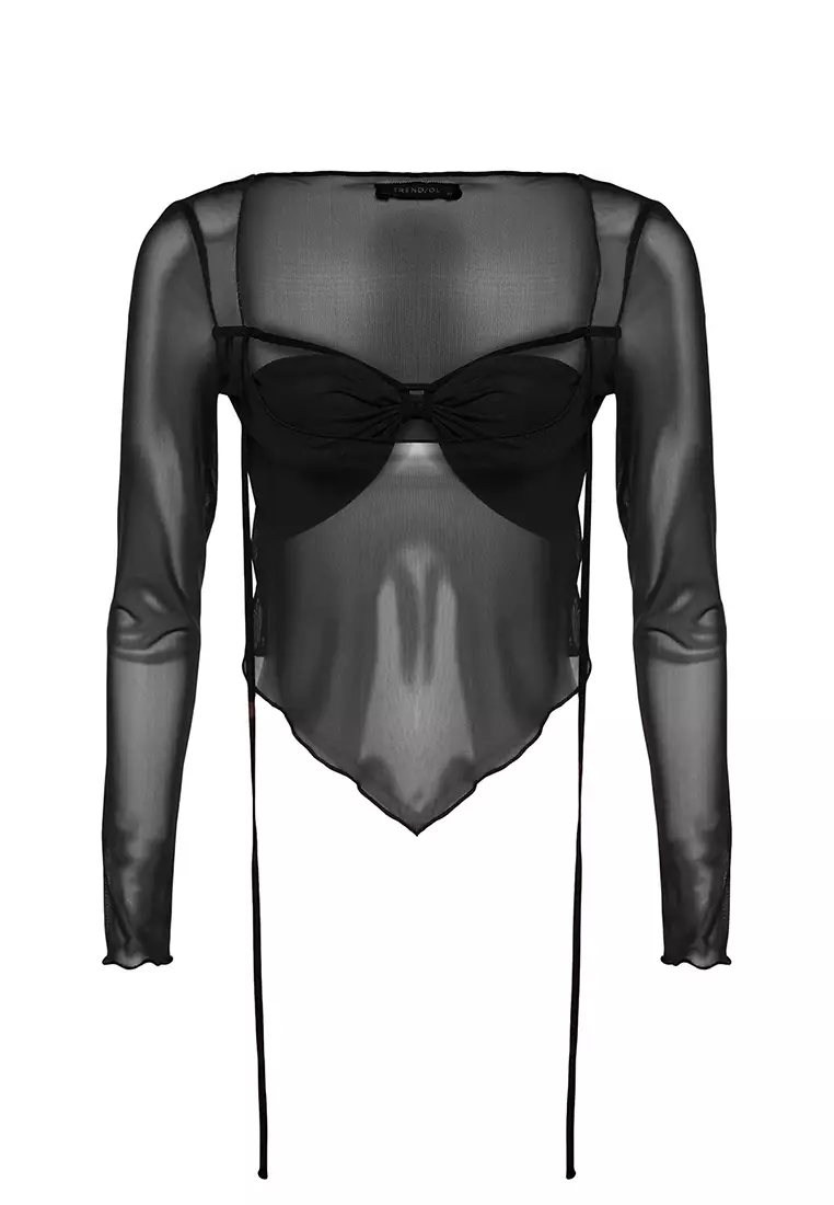Jual Trendyol Long Sleeves Sheer Top Original 2024 Zalora Indonesia