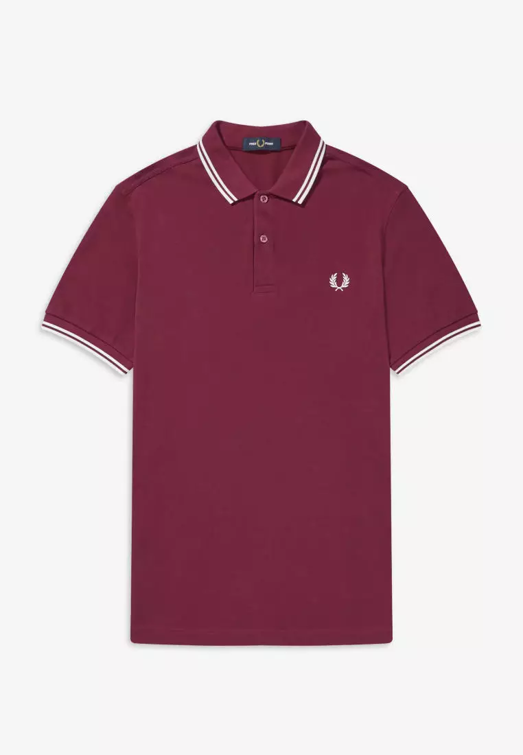 Buy Fred Perry Fred Perry M3600 Twin Tipped Fred Perry Shirt (Port Red) Online | ZALORA Malaysia