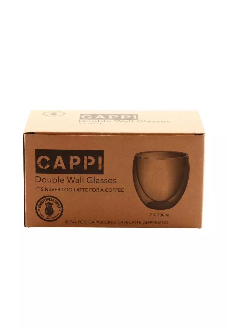 Buy Monkeyspeak Coffee Cappi Espresso Coffee Cups Double Wall Glass ...