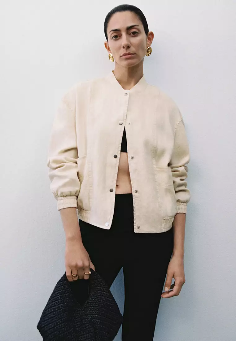 Jual Mango Buttons Linen Jacket Original 2025 | ZALORA Indonesia