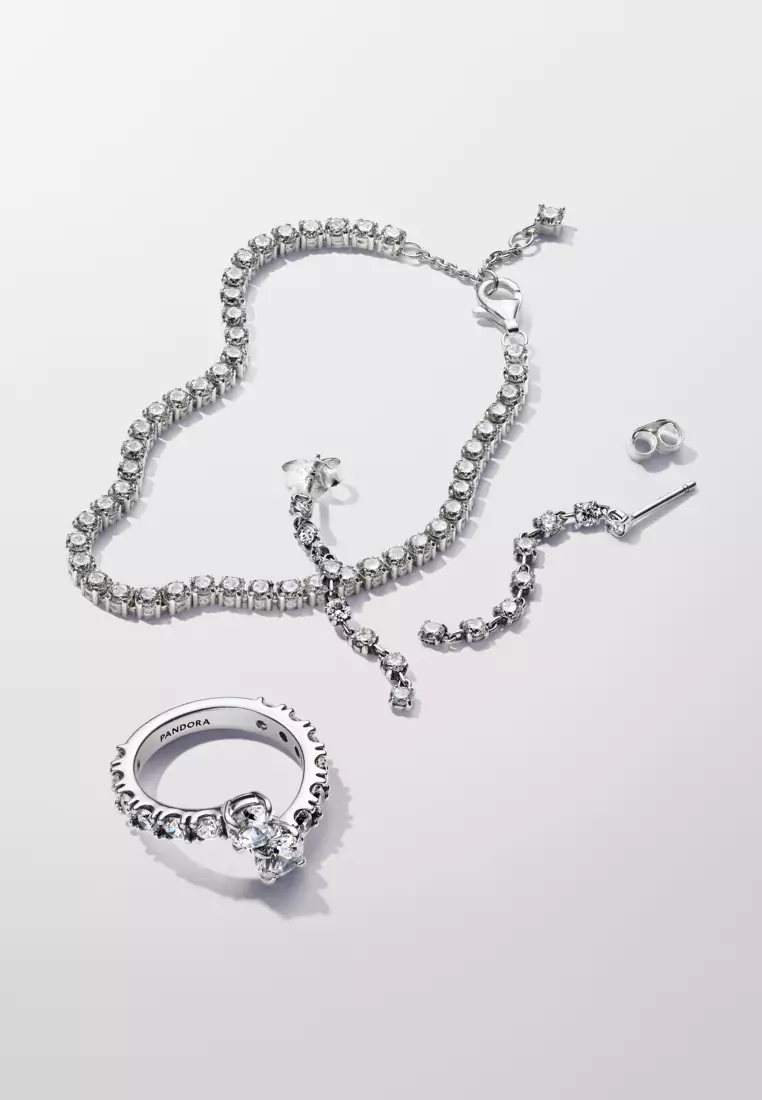 Buy PANDORA Pandora Sparkling Overlapping Band Ring Online | ZALORA ...