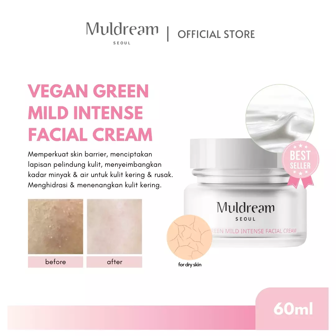 Jual Muldream Muldream Vegan Green Mild Intense Facial Cream 60ml ...