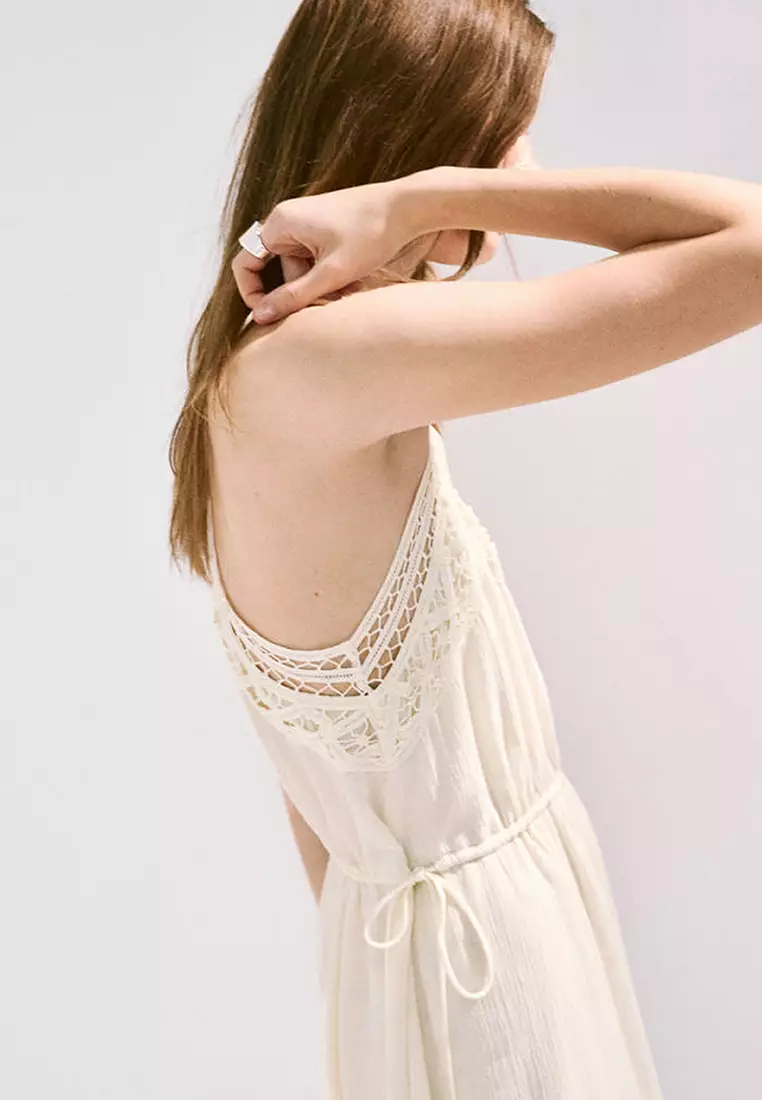 Buy Mango Embroidered Cutwork Crinkle Dress 2026 Online | ZALORA