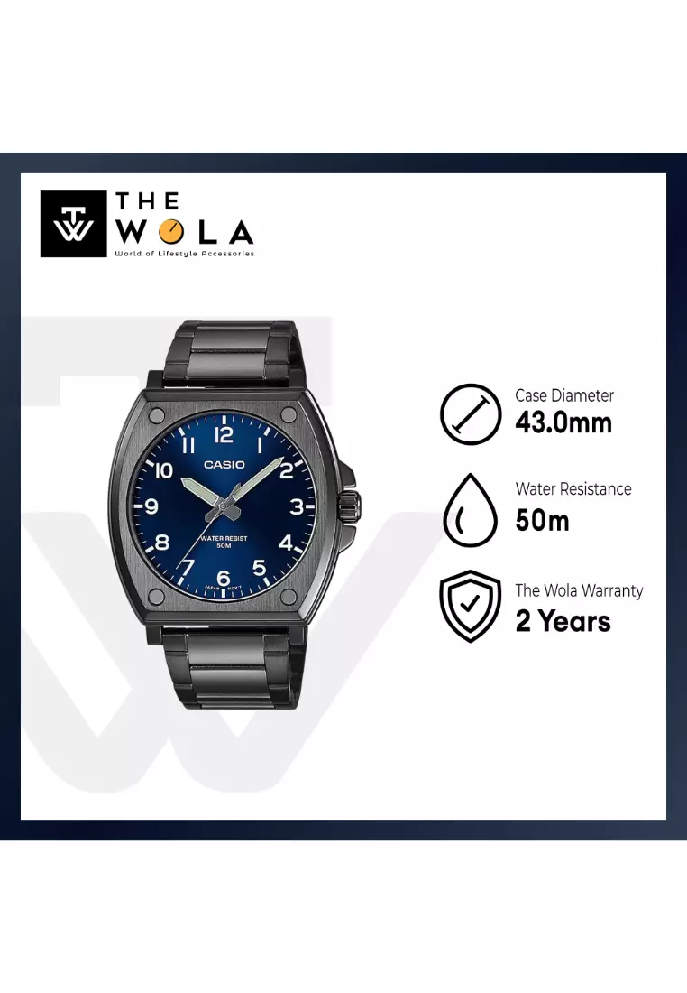 Buy Casio Men Analog Watch MTP-E730B-2AV Gunmetal Stainless Steel Strap 2025 Online | ZALORA