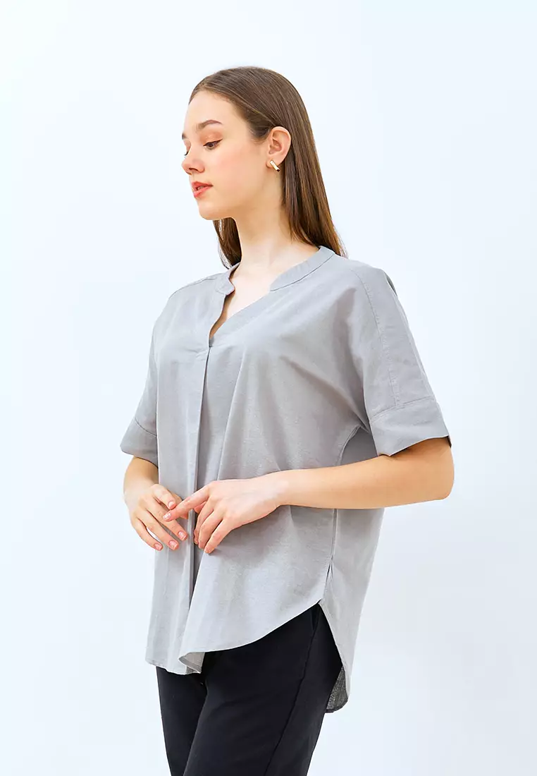 Jual Julia Owers Baju Blouse Wanita REIKO - Light Grey Original 2024 ...