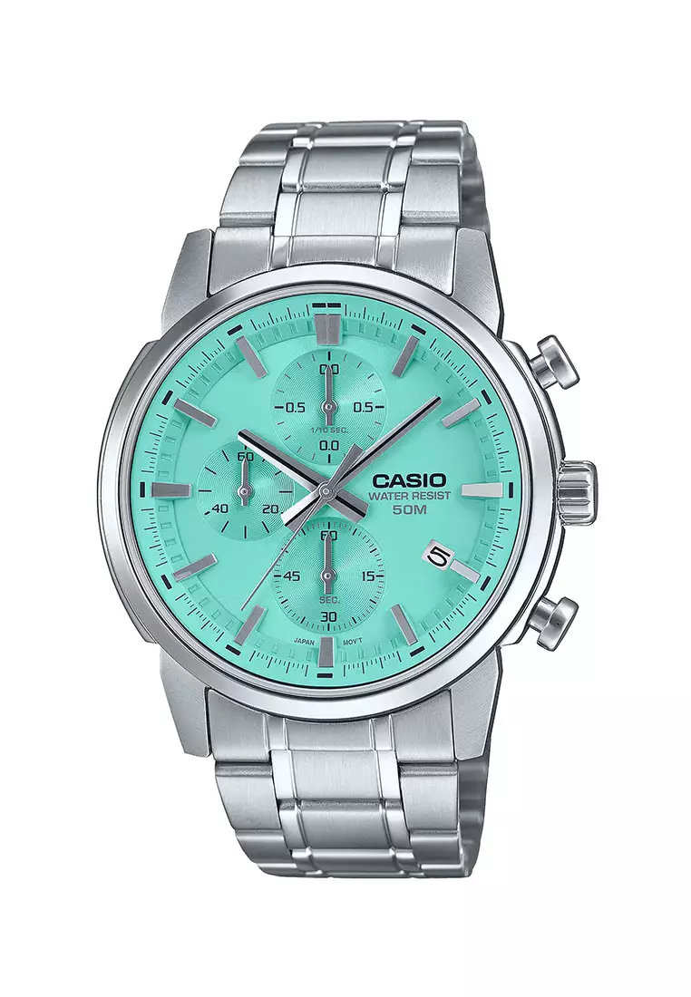 Jual CASIO Casio Jam Tangan Pria - Silver Light Blue - Stainless Steel ...