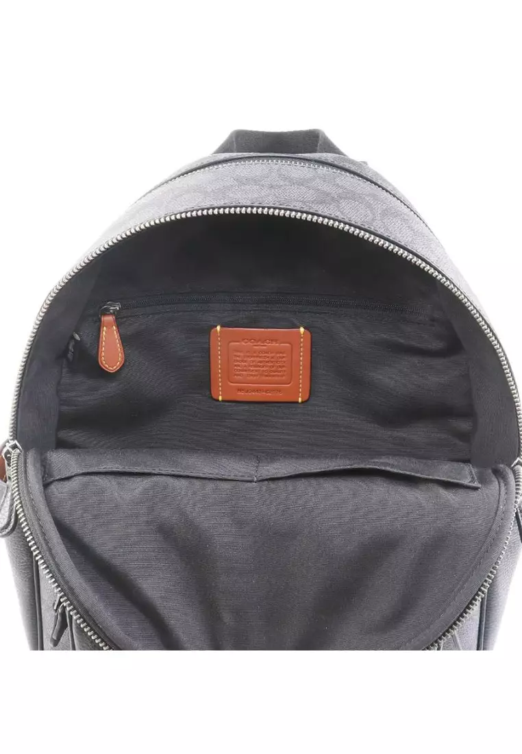 Coach Court Backpack In Blocked Signature Canvas - Charcoal Black 2025 ...