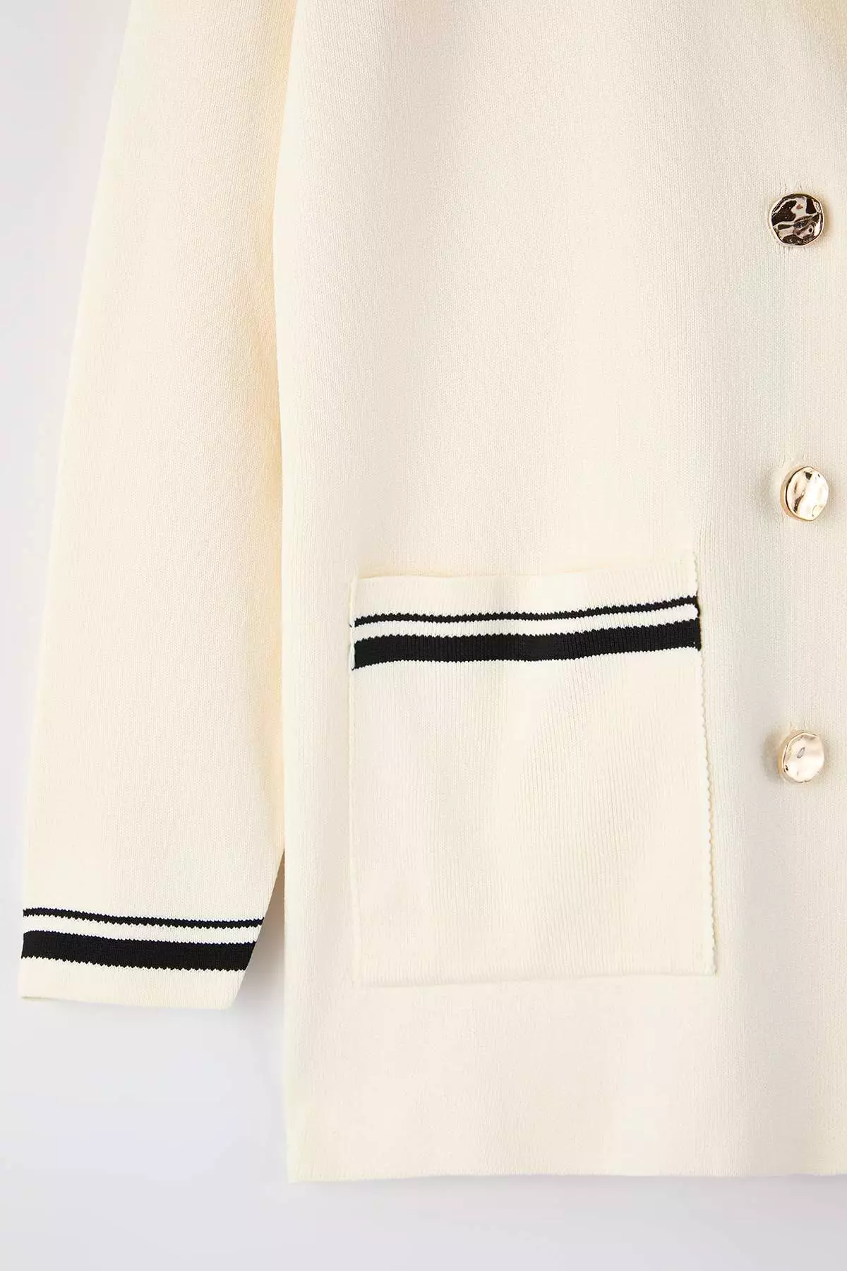 Buy Trendyol Ecru Jacket Collar Line Detailed Knitwear Jacket-Look ...