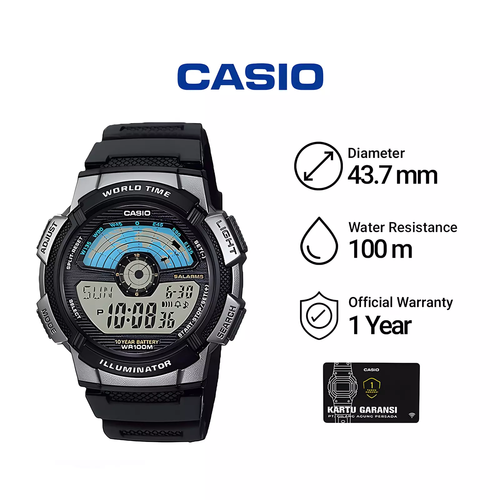 Jual Casio Casio World Time Illuminator - Jam Tangan Digital Pria ...