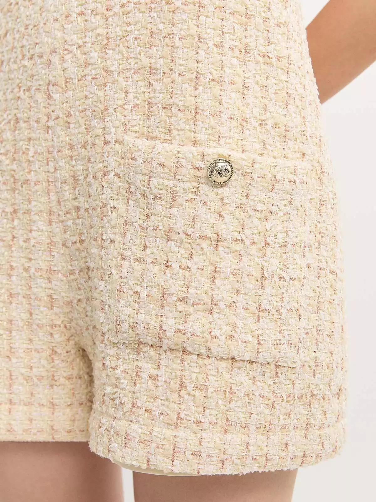 Jual POMELO FASHION Tweed Romper - Cream Original 2025 | ZALORA Indonesia