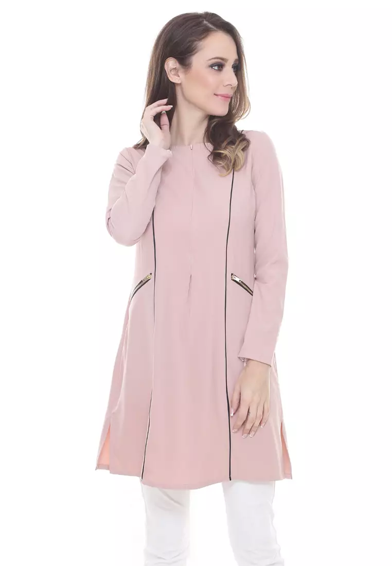 Buy Rina Nichie Basic Jovanda Tunic in Nude Brown Online | ZALORA Malaysia