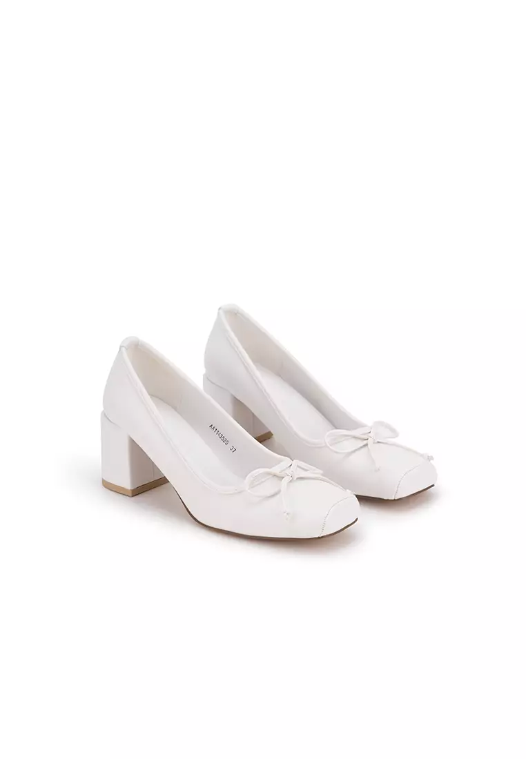 nose BOW SQUARE-TOE BLOCK-HEEL BALLET PUMP 2024 | Buy nose Online ...