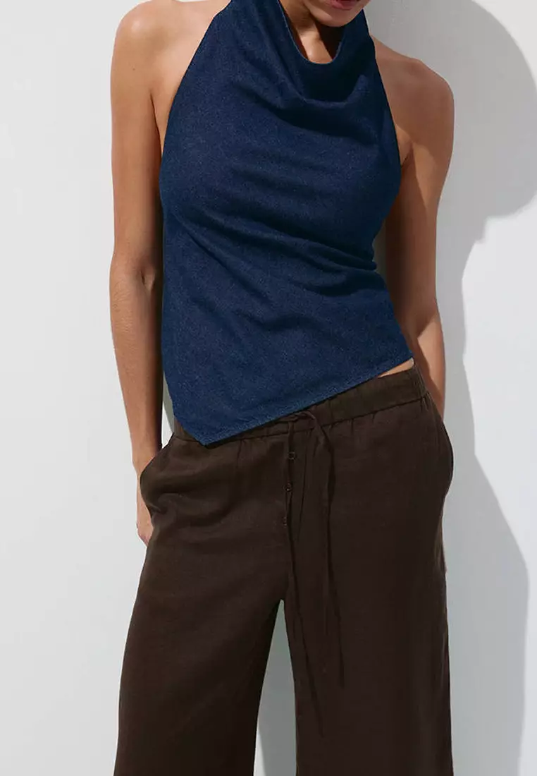 Buy Mango Linen Wide-Leg Trousers 2026 Online | ZALORA