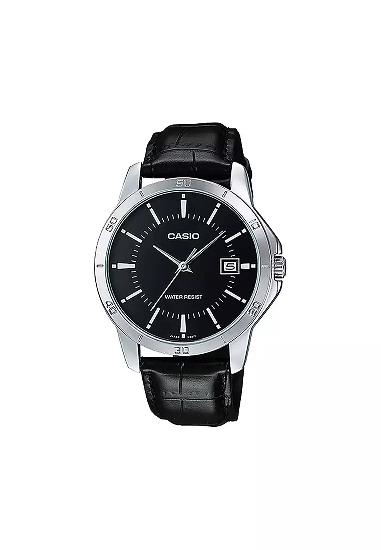 Buy Casio Men's Analog MTP-V004L-1A Black Leather Band Casual Watch ...