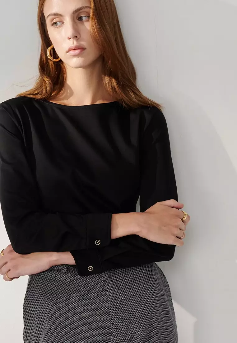 SST&C Black Boat Neck T-shirt 2025 | Buy SST&C Online | ZALORA Hong Kong