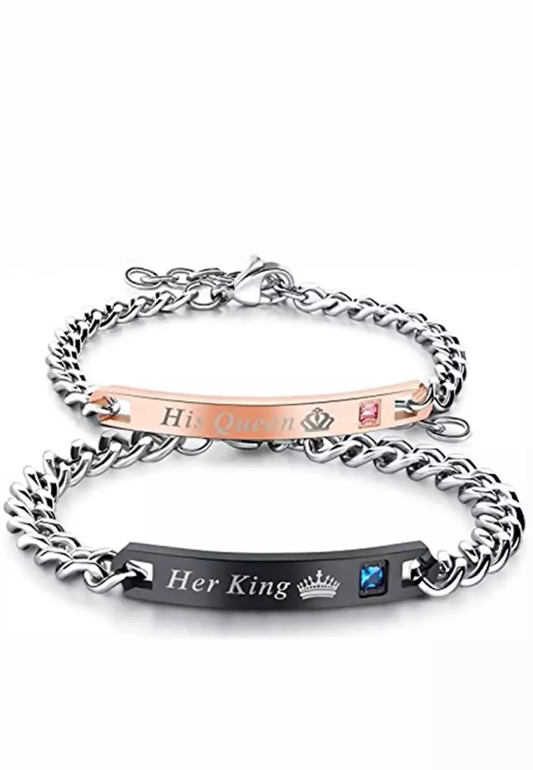 Jual San Marco His Queen Her King Couple Stainless Steel Stone Studded ...