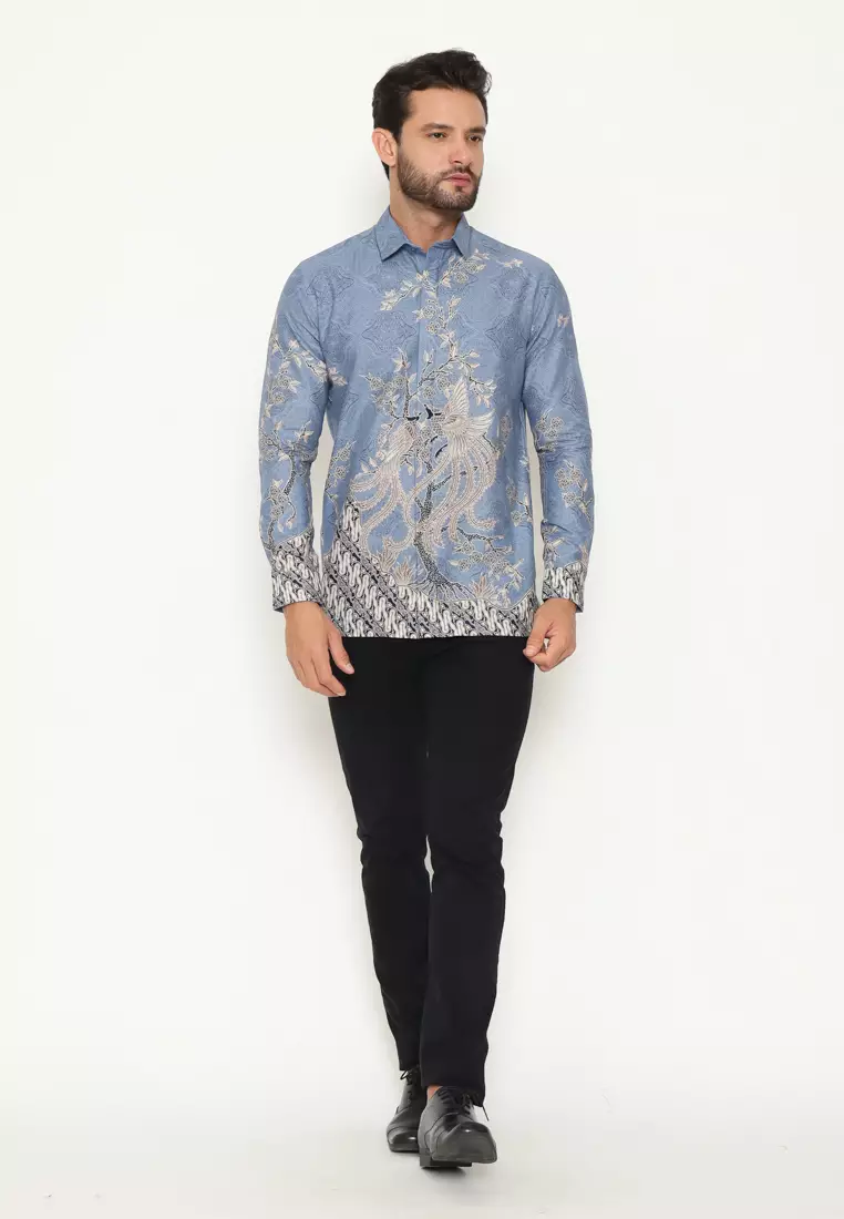 Jual Maginot MAGINOT ASANA BLUE Batik Pria Slim Fit Lengan Panjang ...
