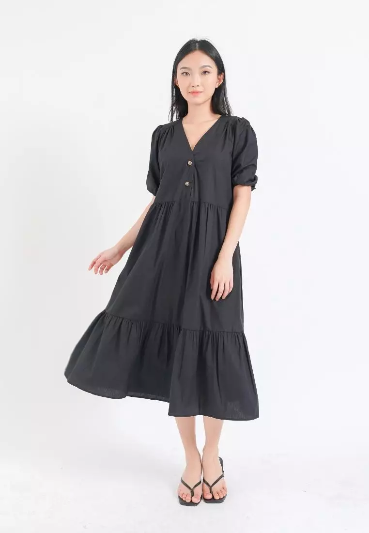 Jual MILLE FLEUR Elyca Dress Black Original 2026 | ZALORA Indonesia