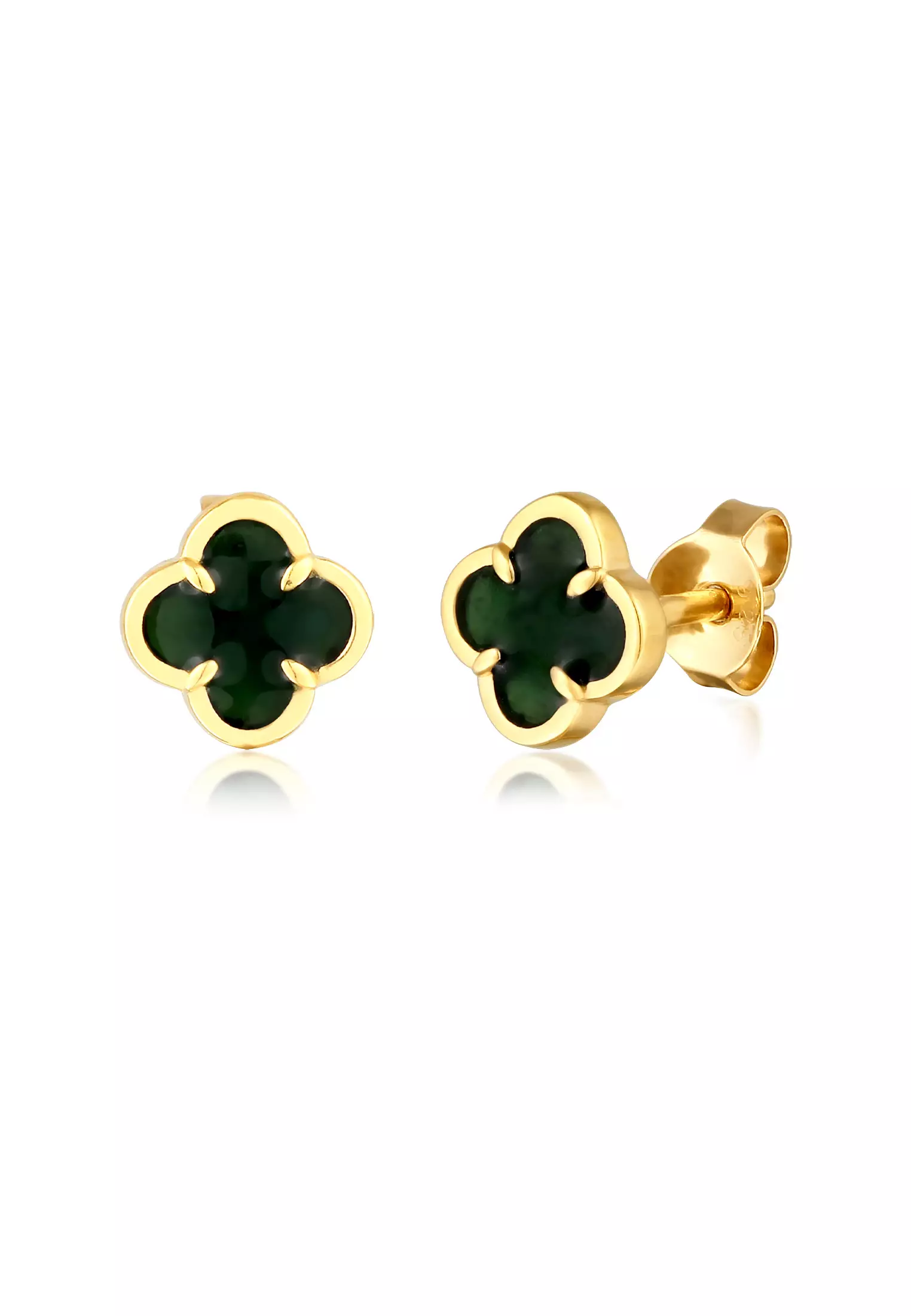 Buy ELLI GERMANY Green Enamel Cloverleaf Stud Earrings – Gold-Plated ...