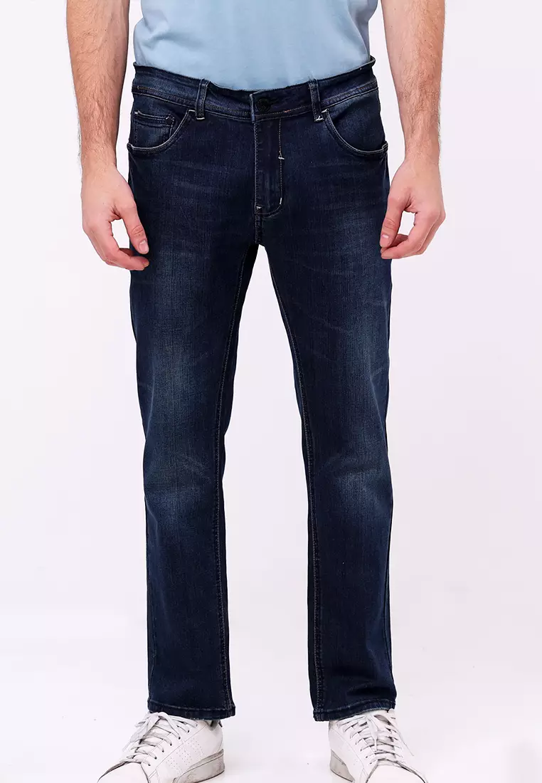 Buy Freego Mens Denim Long Slim Tapered Fit Stretch Jeans 2025 Online ...