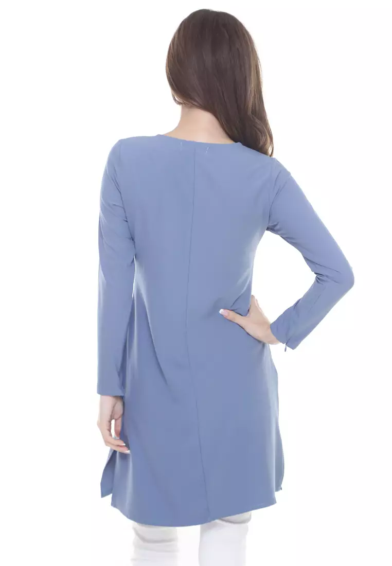 Buy Rina Nichie Basic Jovanda Tunic Dusty Blue Online | ZALORA Malaysia
