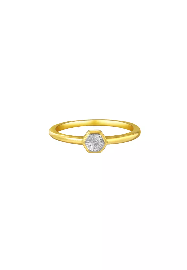 Buy TOMEI TOMEI Diamond Cut Collection Hexagon Ring, Yellow Gold 916 ...