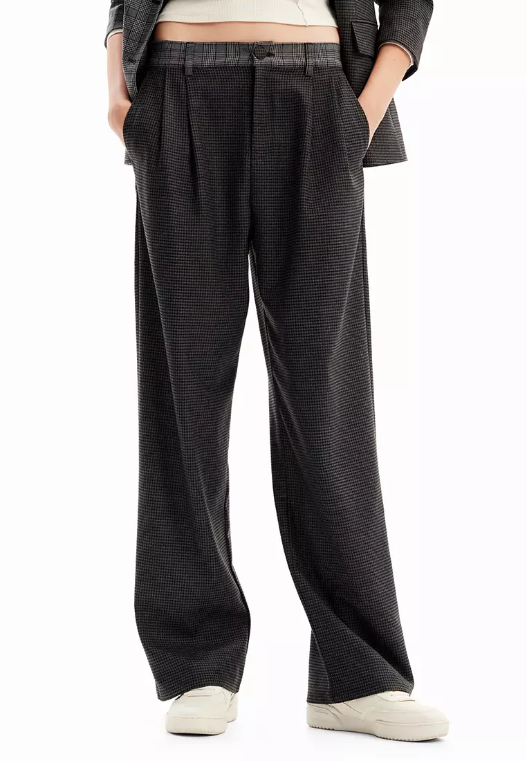 Jual Desigual Desigual Woman Straight houndstooth trousers. Original ...