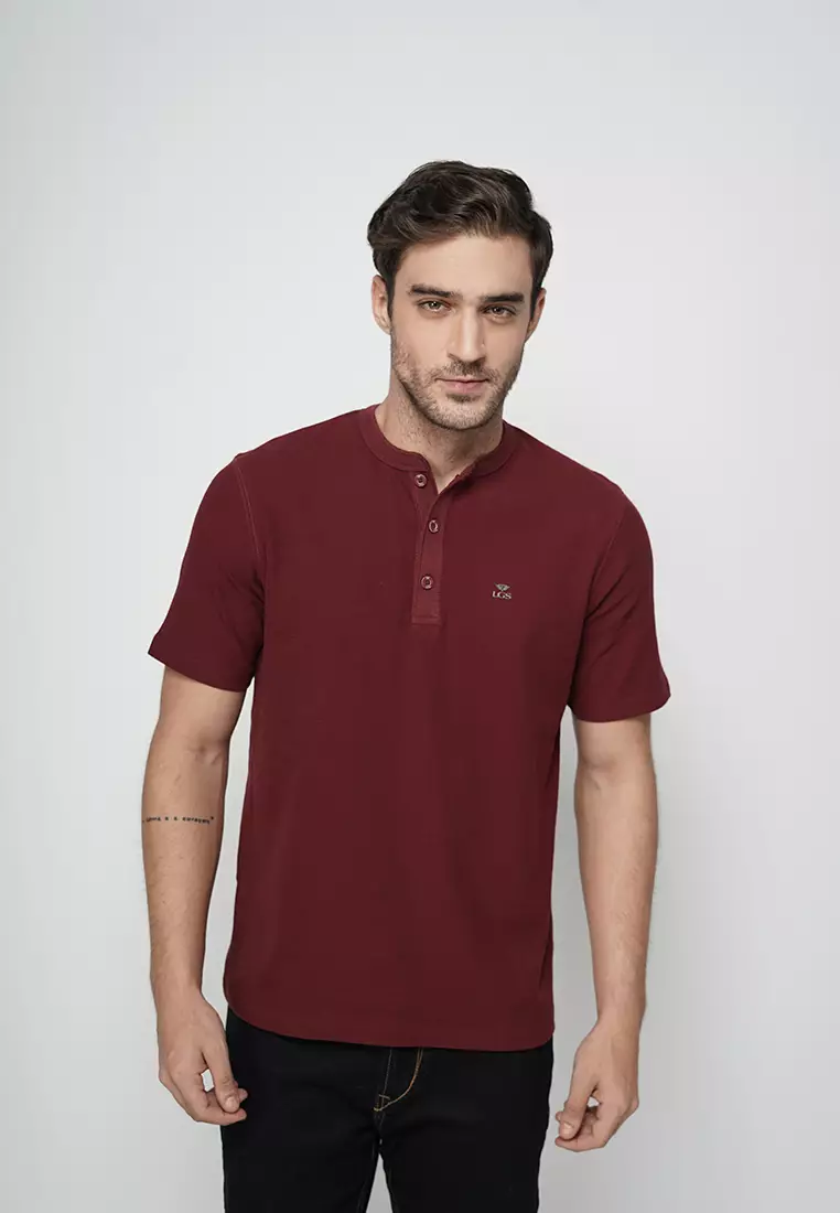 Jual LGS LGS - Kaos Casual Pria - Lengan Pendek - Kerah Henley - Kaos ...