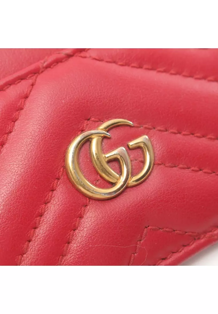Buy Gucci Pre-loved Gucci GG Marmont card case pass case leather Red ...