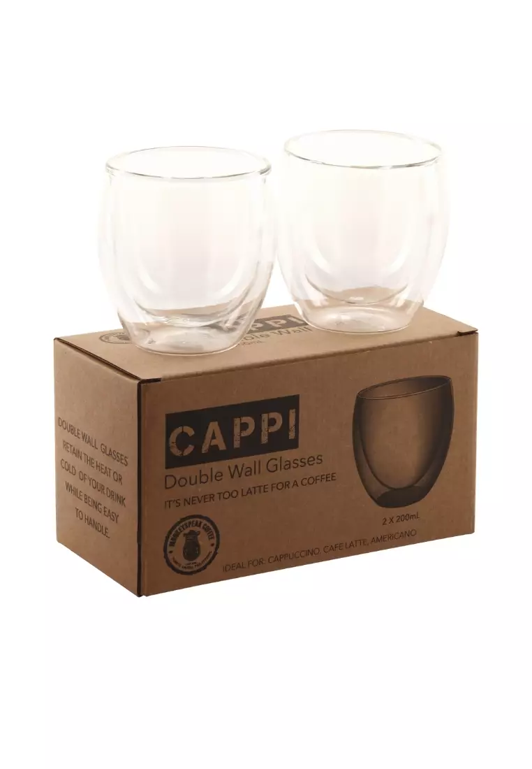 Buy Monkeyspeak Coffee Cappi Espresso Coffee Cups Double Wall Glass ...