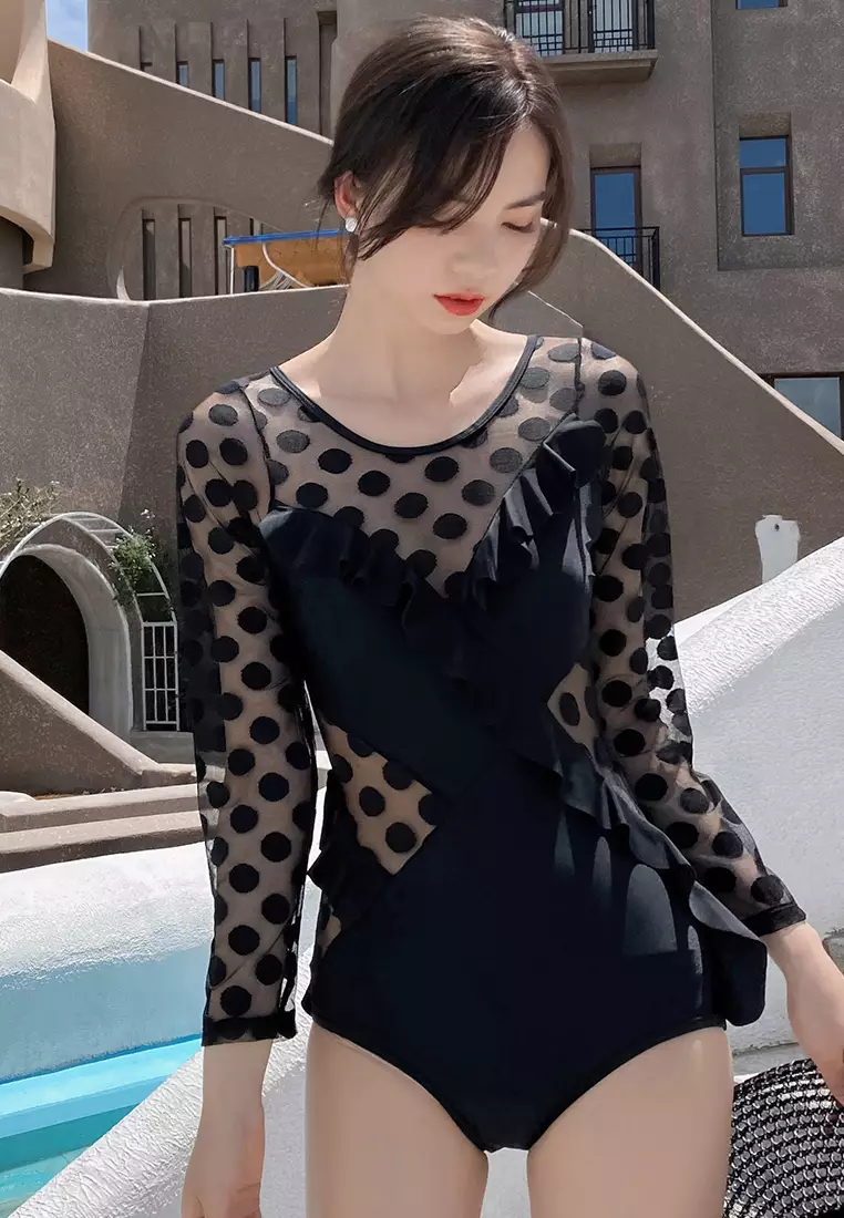 Zitique Sexy Tulle Polka Dot One Piece Swimsuit 2024 Buy Zitique