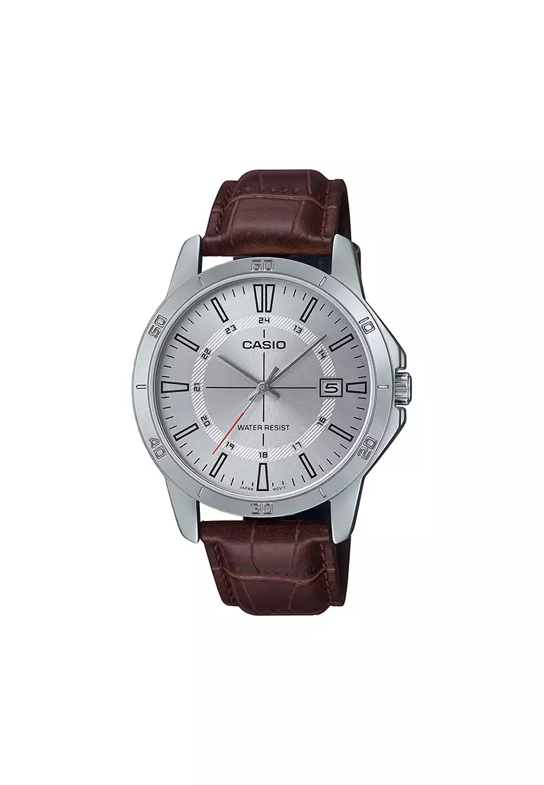 Buy Casio MTP-V004L-7C Men's Brown Leahter Band Analog Watch 2025 ...