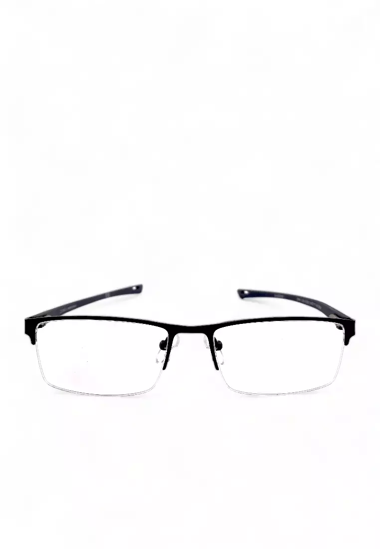網上選購 2.5 NVG OPH Men's Rectangle Frame Black Metal Optical Frame with ...