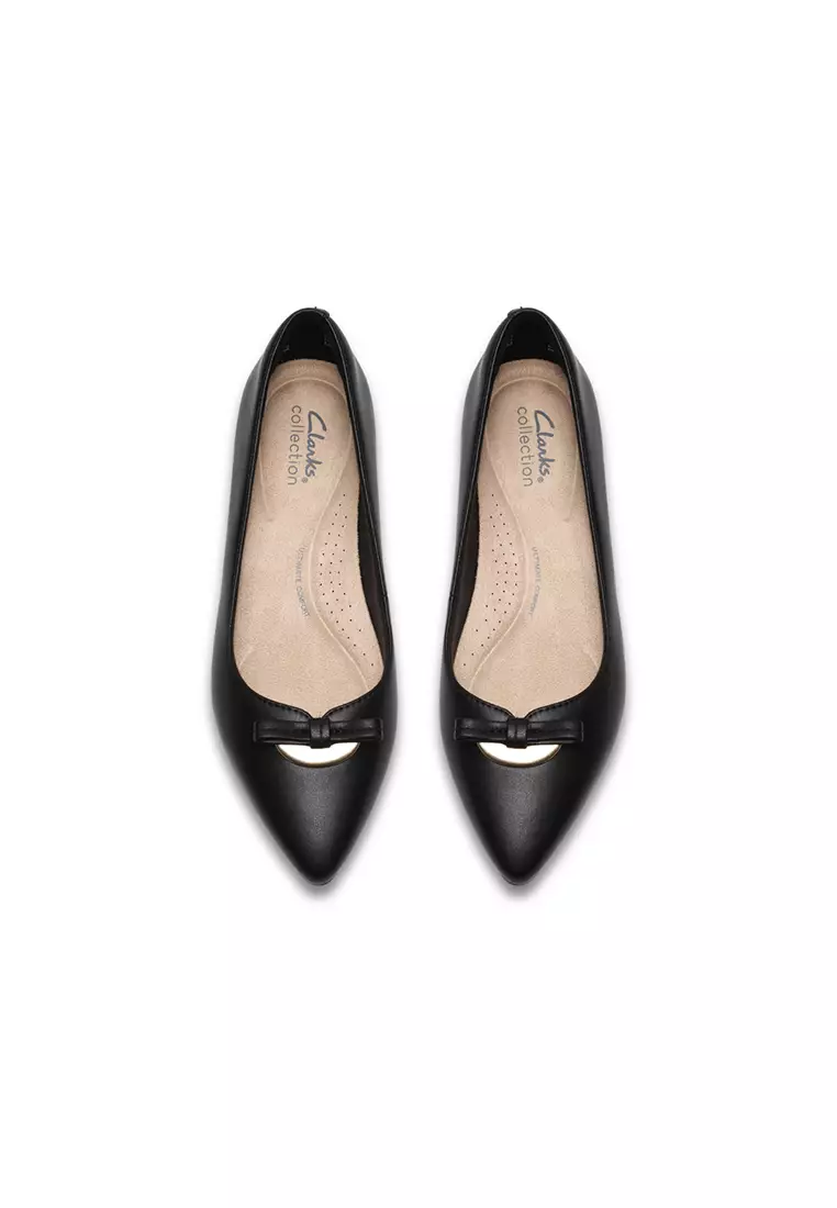 Buy CLARKS Womens Natalyn Trim Ballerina Black Leather - Wide Fit 2026 ...
