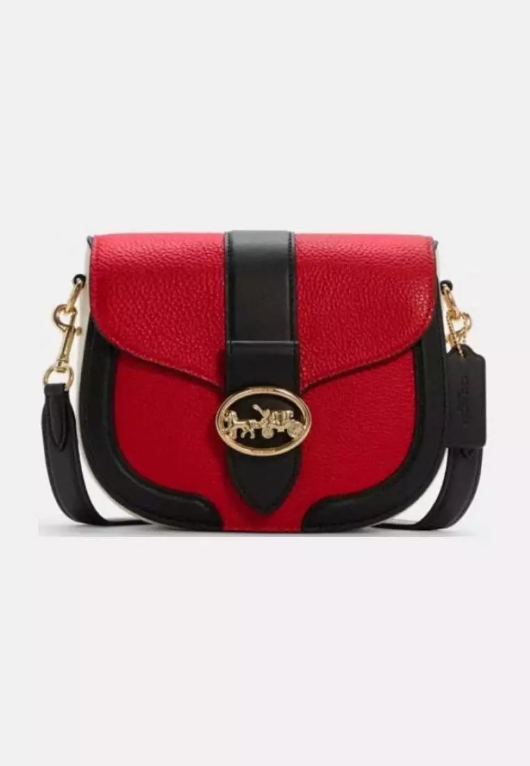 Jual Coach Coach Georgie Saddle Bag In Colorblock Bright Poppy Multi ...
