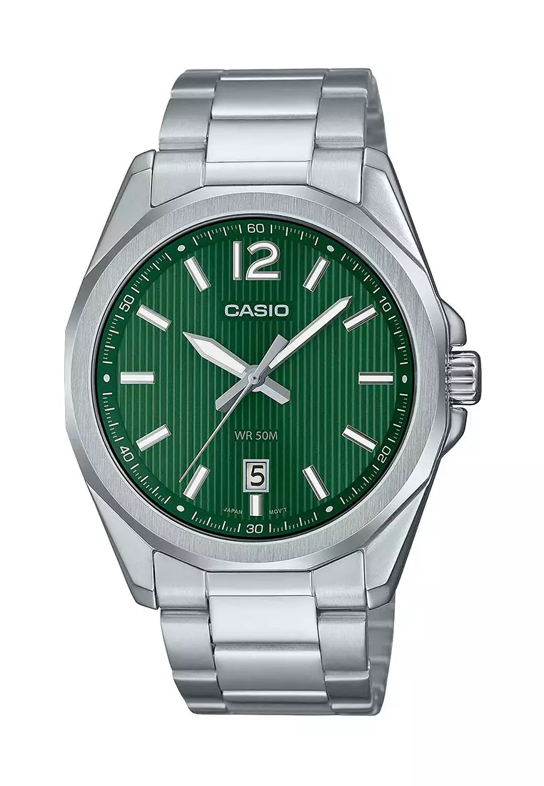 Jual CASIO Casio Jam Tangan Pria - Silver Green - Stainless Steel - MTP ...