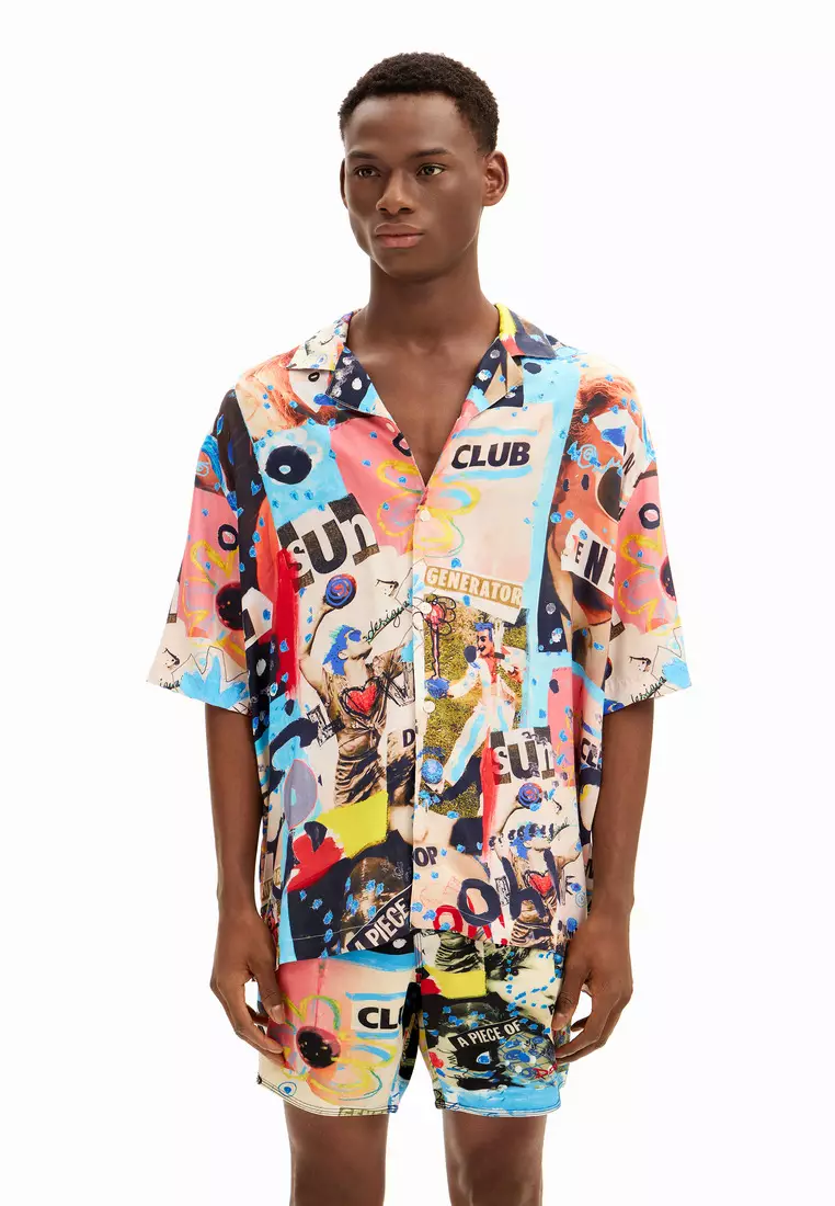 Buy Desigual Desigual Man Flowing collage resort shirt. 2025 Online ...