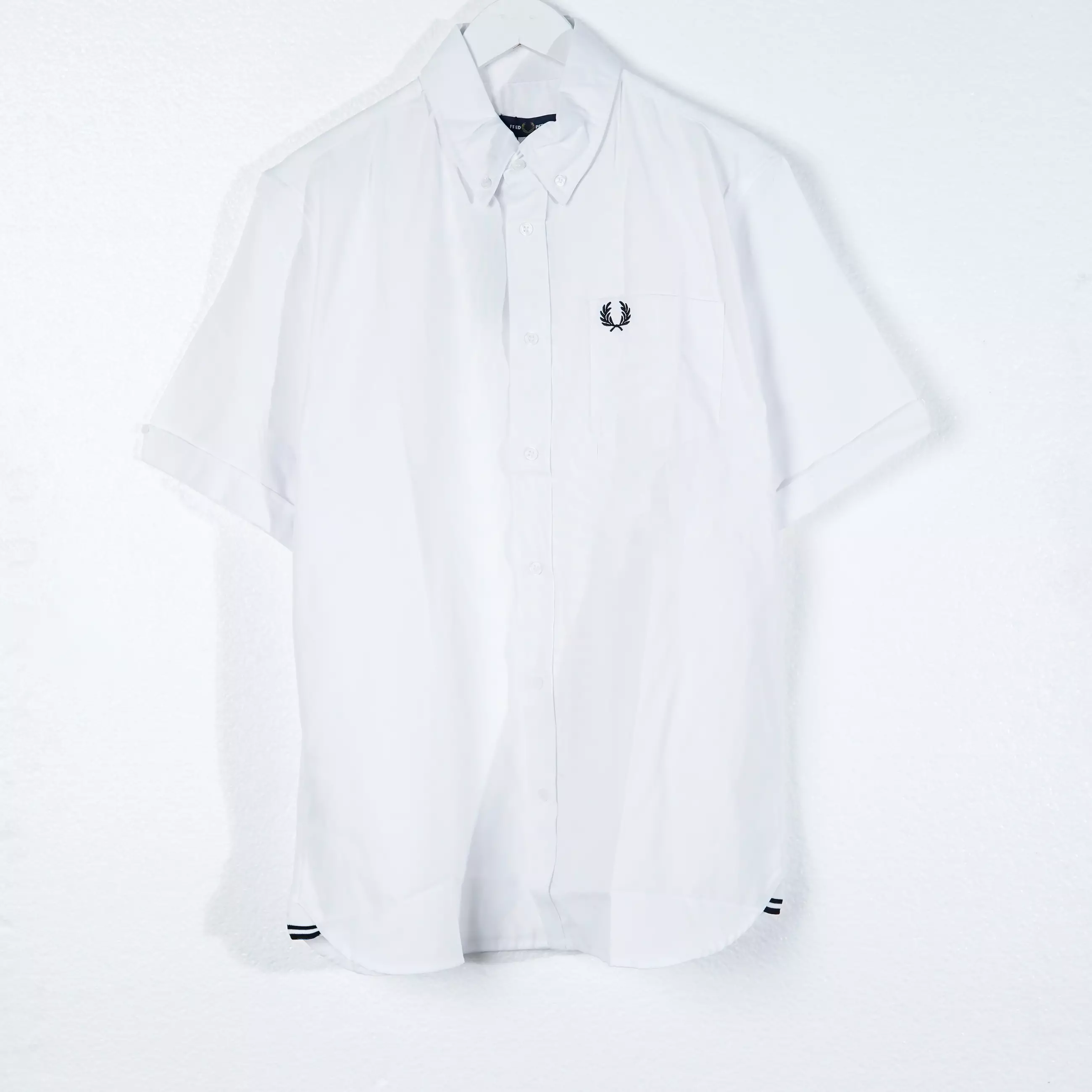 Jual Fred Perry Kemeja FRED PERRY LOGO POCKET BLACK WHITE SHIRT 100% ...