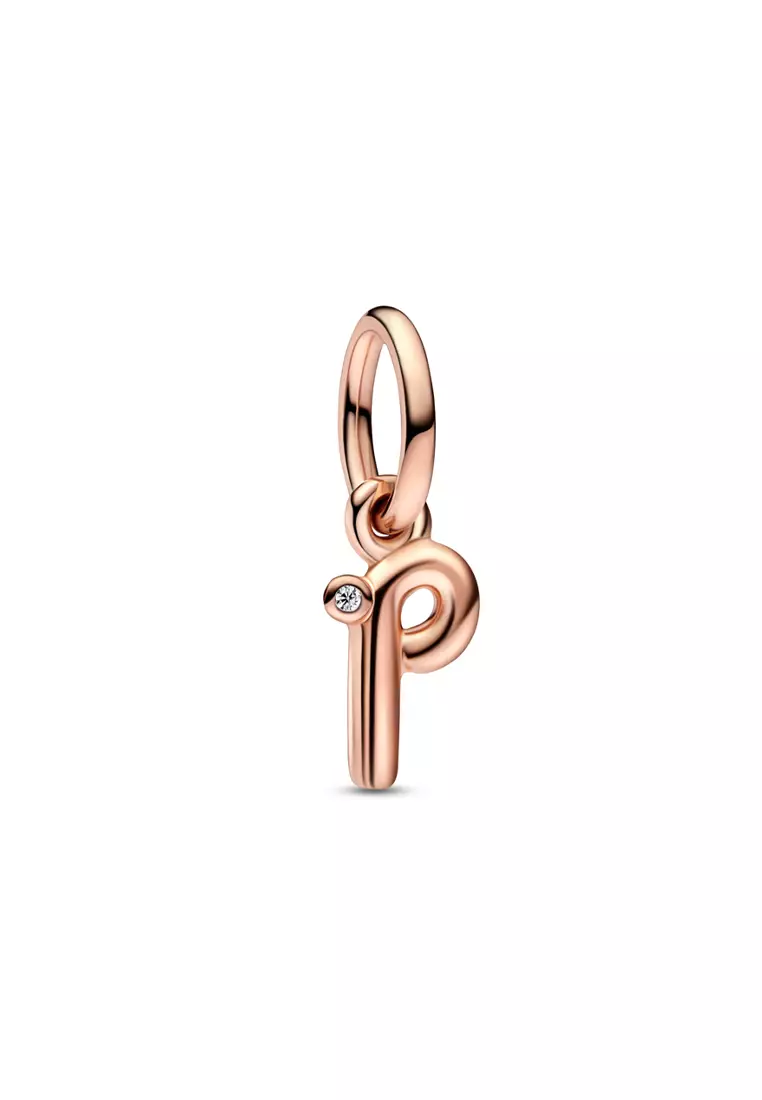 Buy PANDORA Pandora 14K Rose Gold Plated Letter p Script Alphabet ...