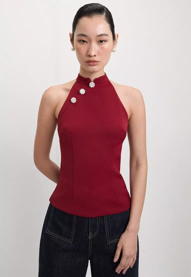 Buy Pomelo Asymmetrical Halter Top - Red 2026 Online | ZALORA