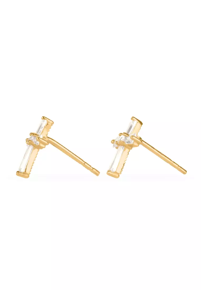 Buy Foundry Foundry 14k Cross Baguette Studs Gold 2024 Online | ZALORA Philippines