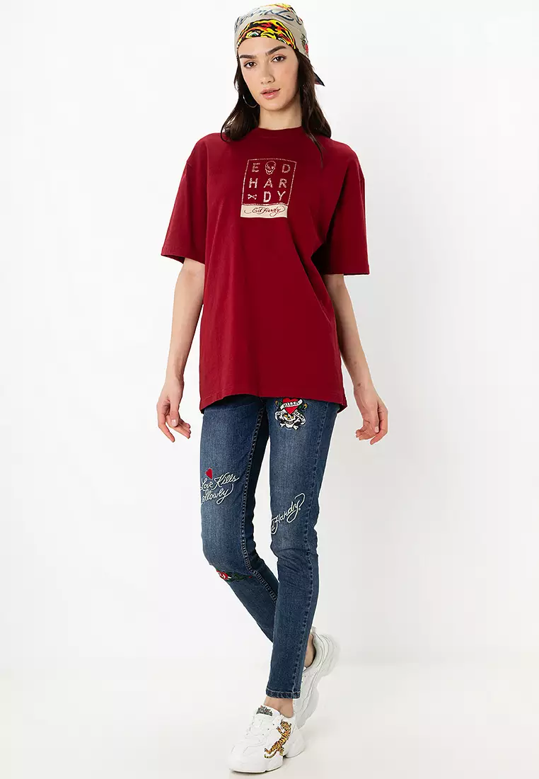 Buy Ed Hardy Thunder Skull Oversized Tee Online | ZALORA Malaysia