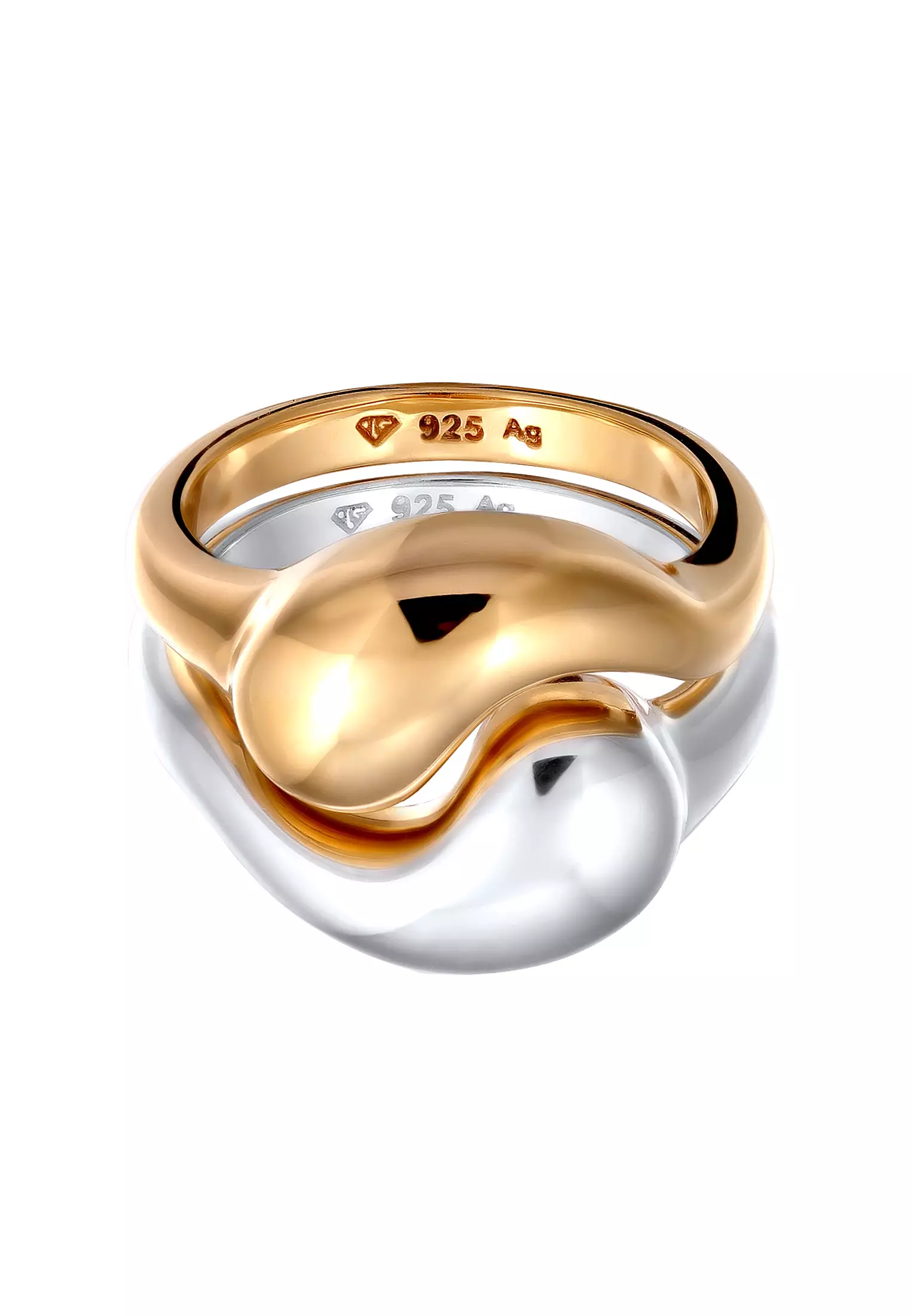Buy ELLI GERMANY Yin Yang Ring Set – Gold-Plated Silver 2026 Online ...