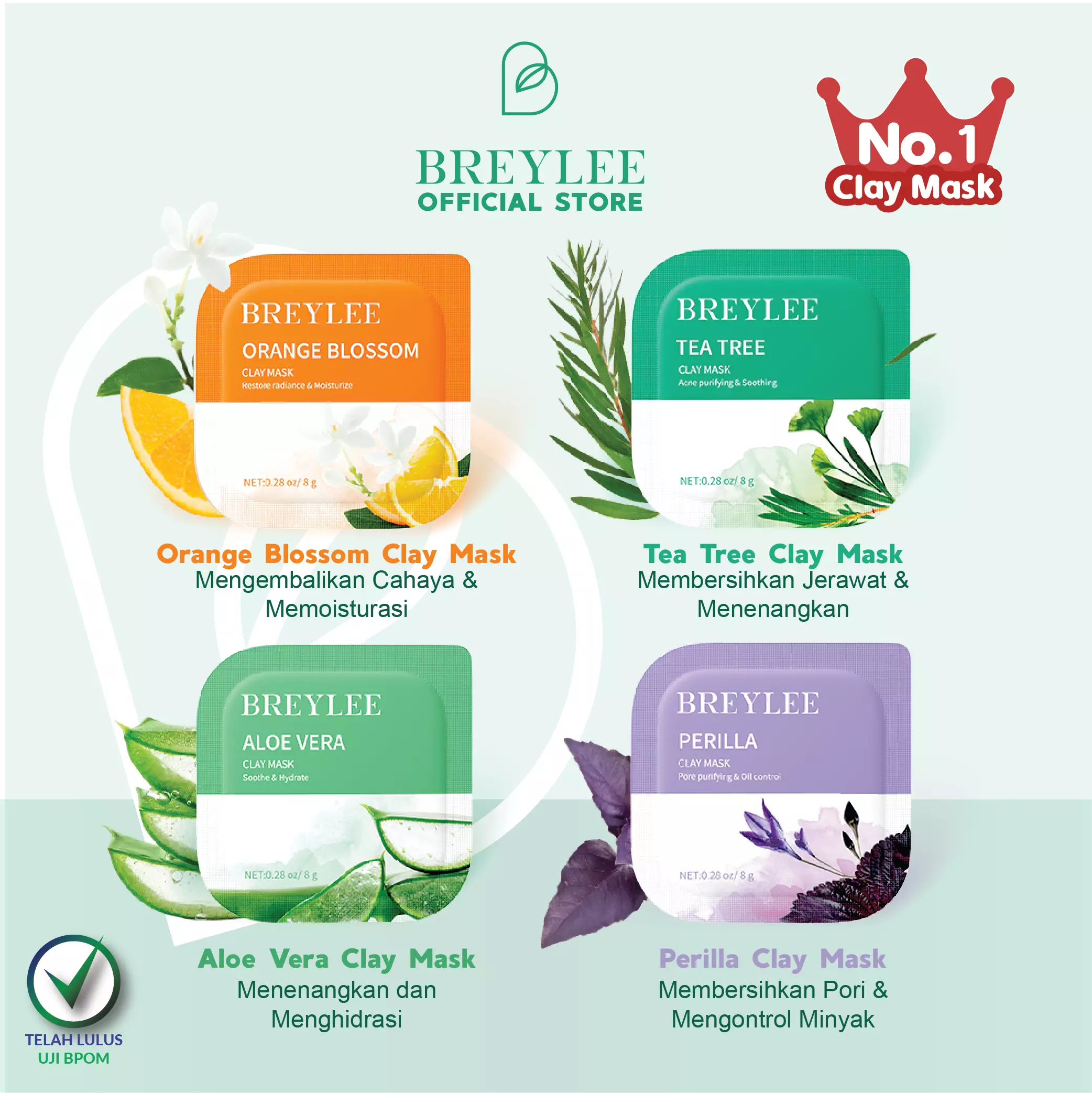 Jual Breylee BREYLEE ORANGE BLOSSOM CLAY MASK - (1pc) Original 2025 ...