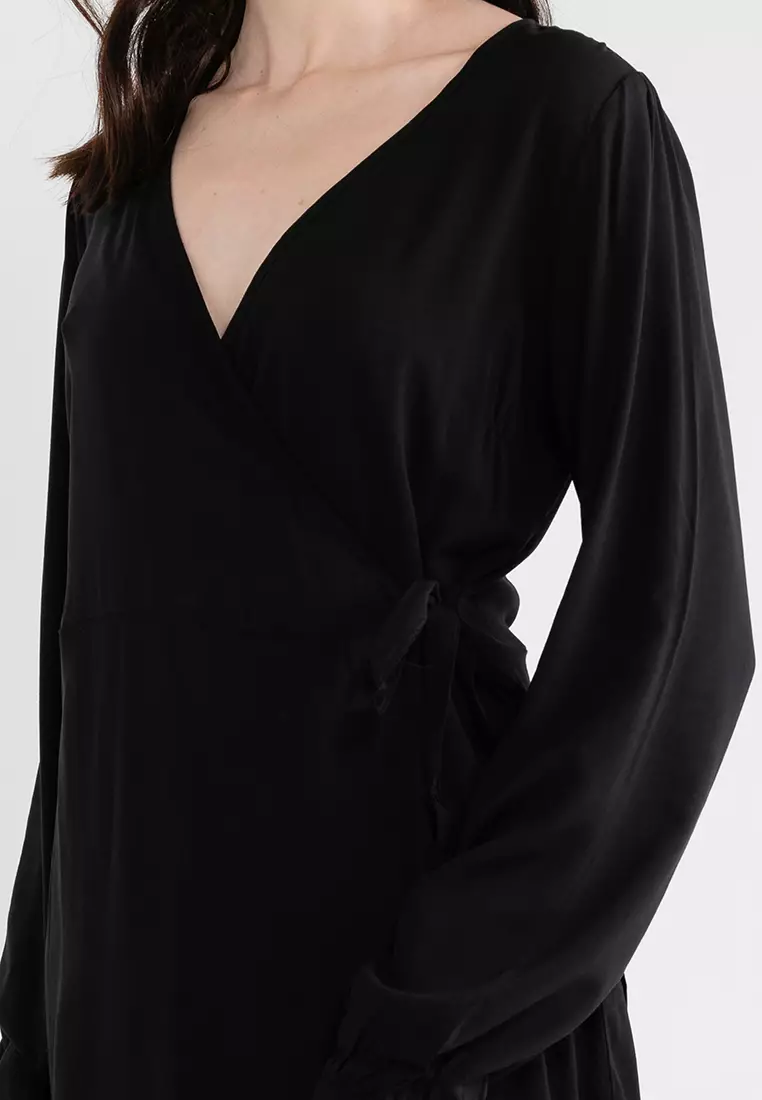 Jual ONLY Nova Vis Long Sleeves Tia Wrap Dress Original 2025 | ZALORA ...